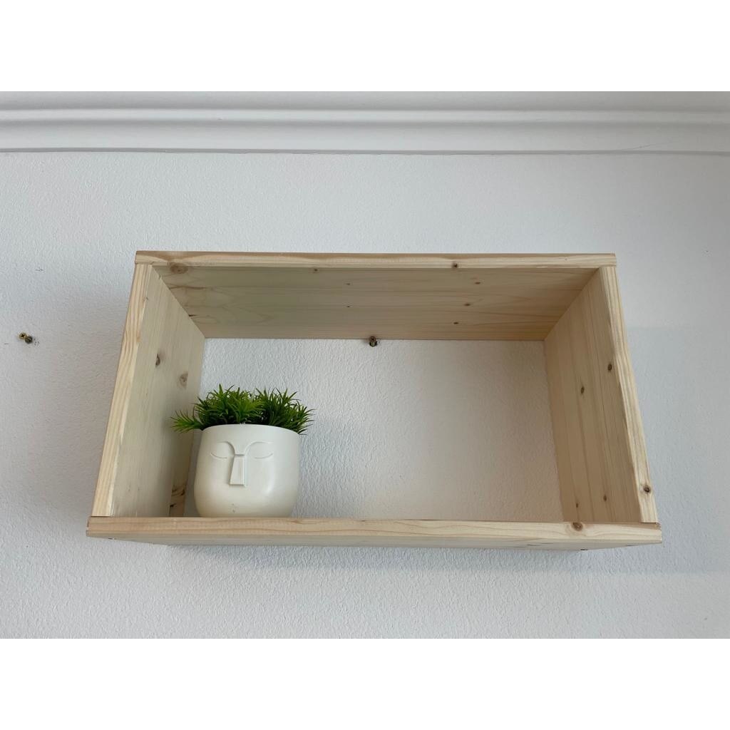 Raft din lemn natural tip cub, raft suspendat, 28x50 cm - eMAG.ro