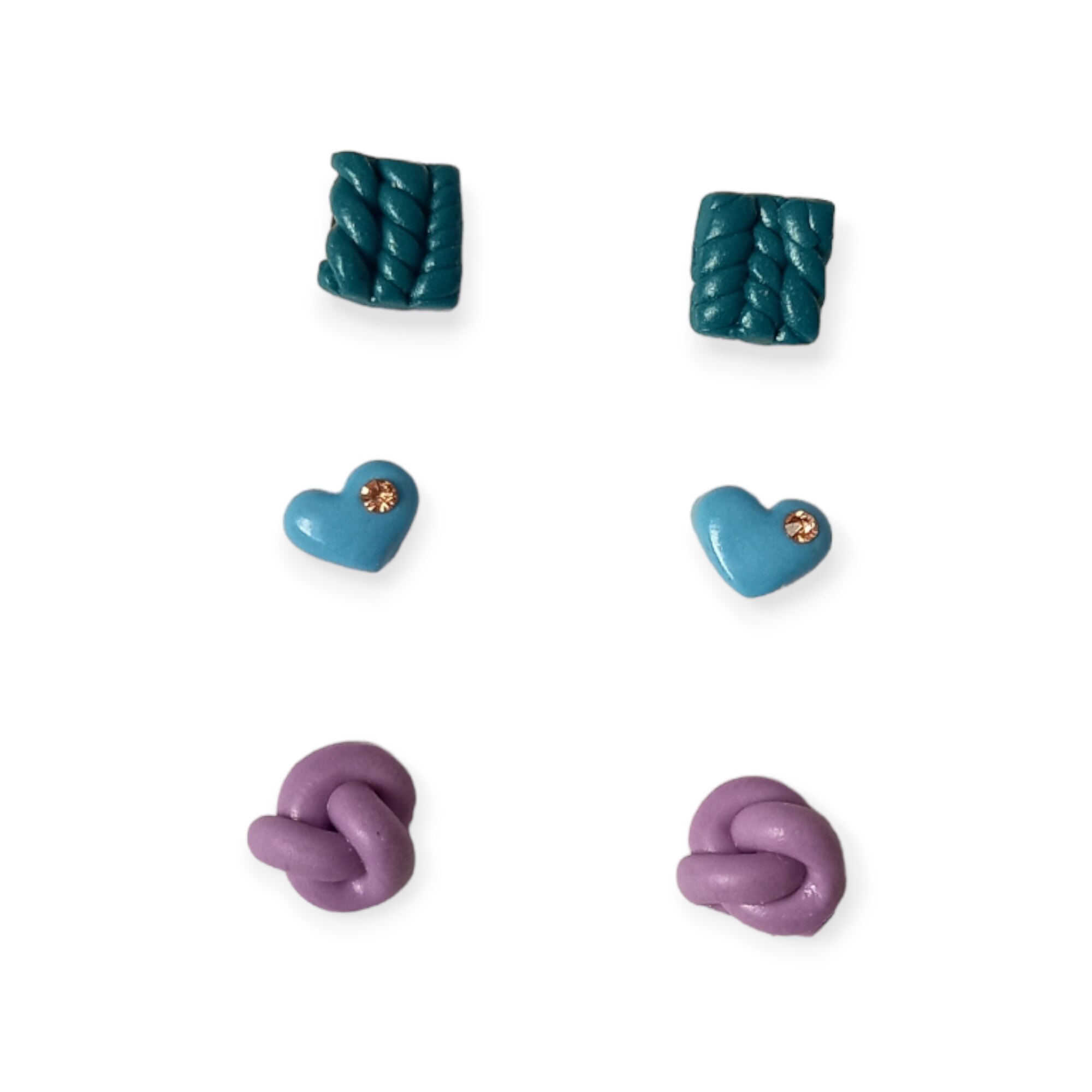 Set 3 perechi cercei, handmade, din lut polimeric, model C0021 - eMAG.ro