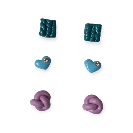 Set 3 perechi cercei, handmade, din lut polimeric, model C0021 - eMAG.ro