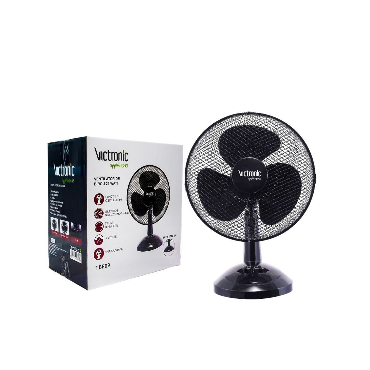 Ventilator pentru birou/ masa, 23 cm diametru, 2 trepte de viteza, 21W ...