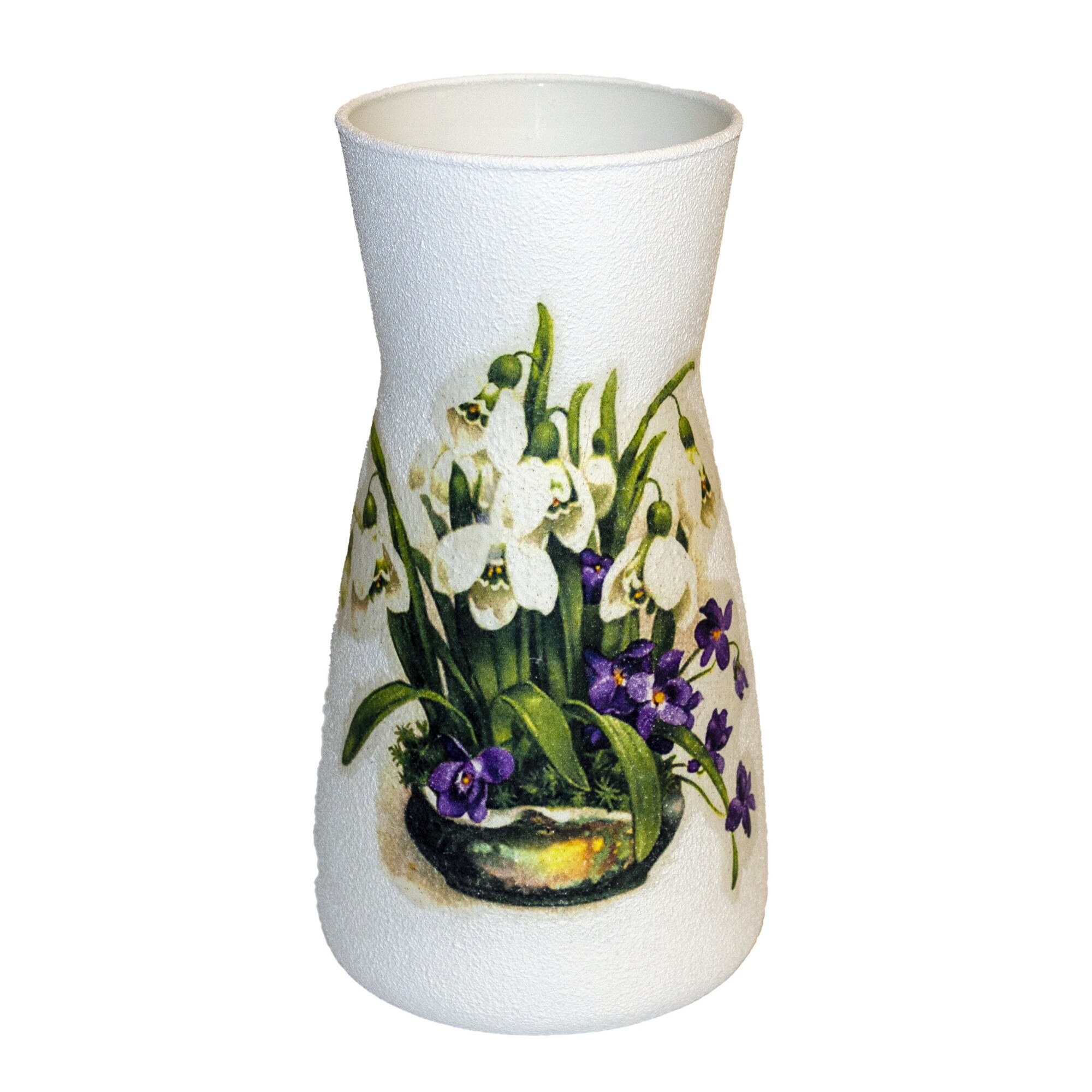 Vaza de sticla, decorata cu ghiocei, 10x10x20 cm - eMAG.ro