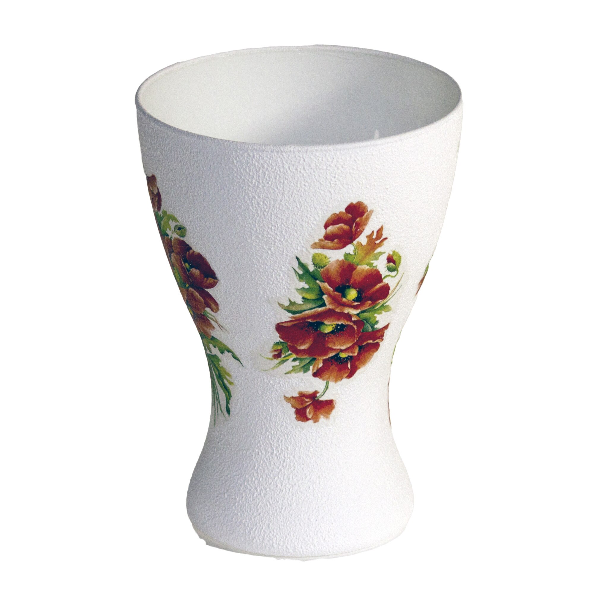 Vaza de sticla, decorata cu maci, 14x14x19,5cm - eMAG.ro