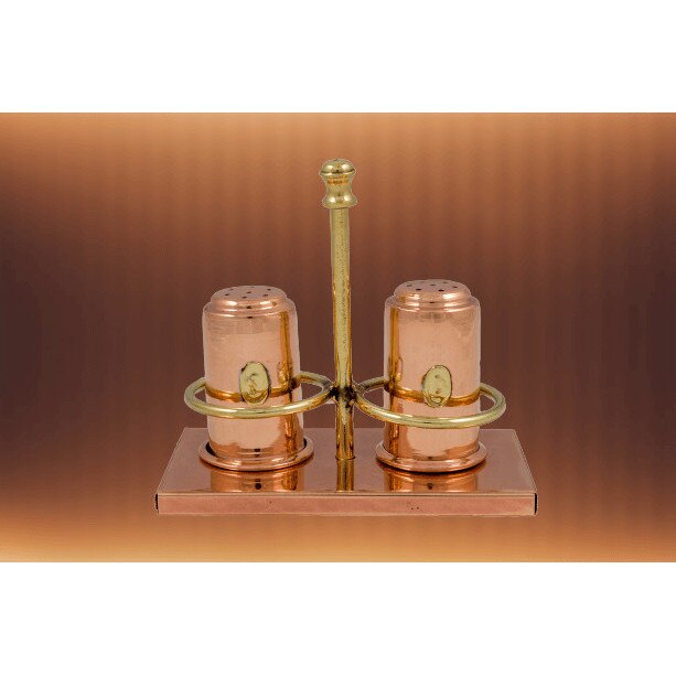 Set Solnita din Cupru Sare si Piper cu Suport - eMAG.ro