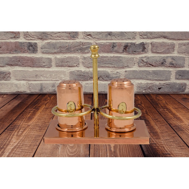 Set Solnita din Cupru Sare si Piper cu Suport - eMAG.ro