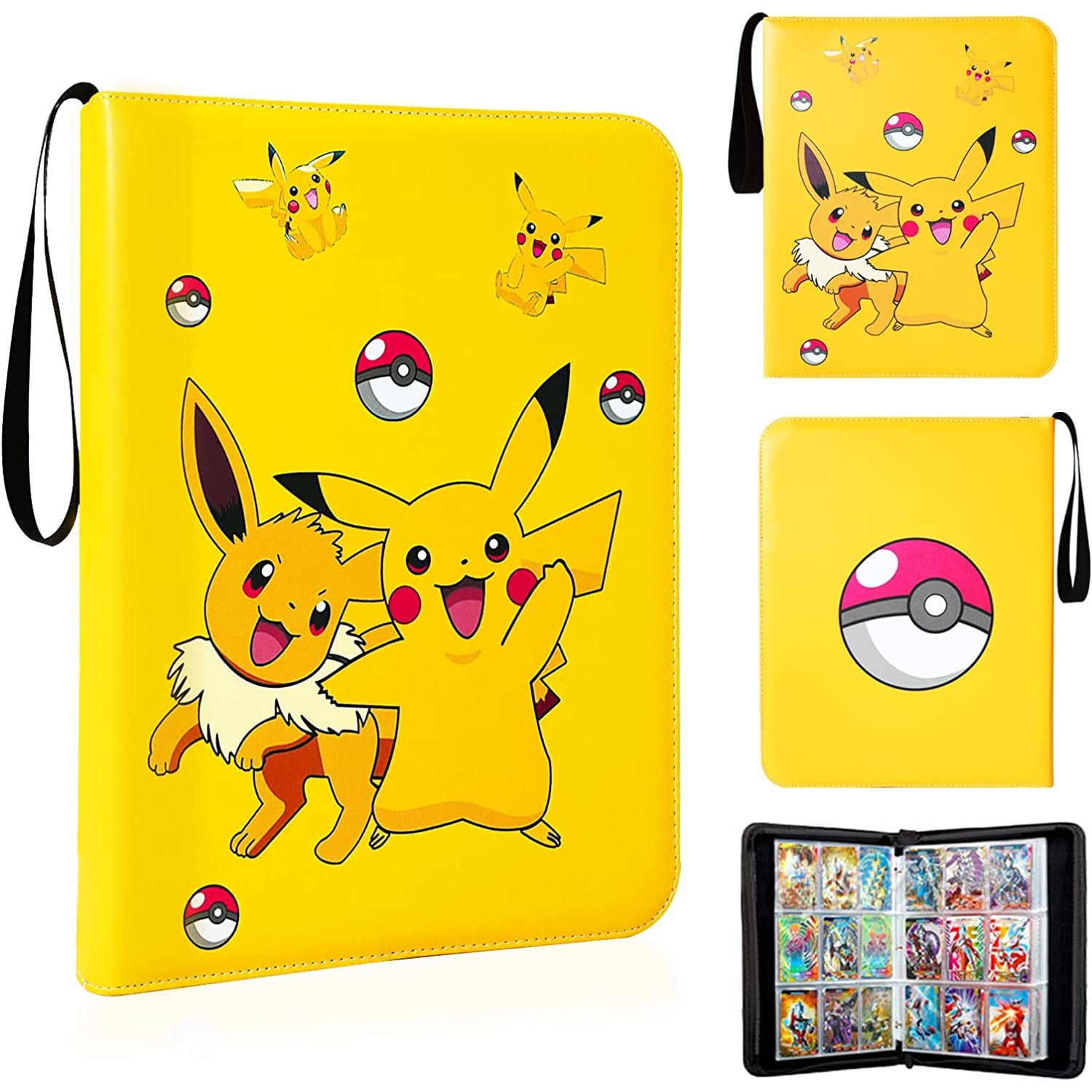 Pokemon албум, 50 страници, за 400 карти, с цип, жълт - eMAG.bg