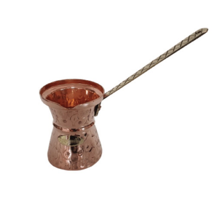 Ibric Cafea din Cupru Solid Gravat, 580ml, Maner Bronz, ExtraAroma N10 ...