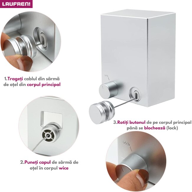 Uscator de rufe, retractabil, cu montura pe perete, Laufren™, sufa din ...