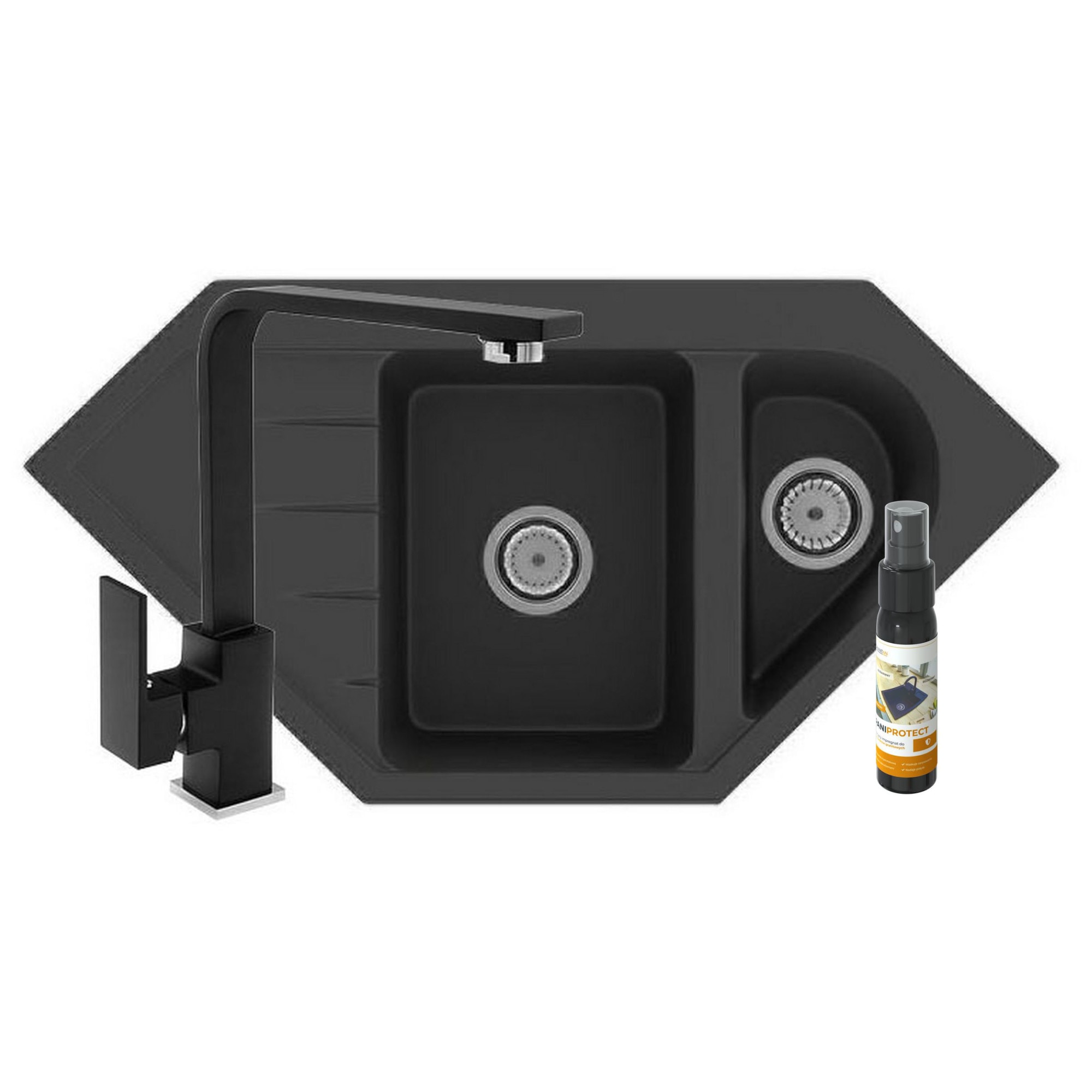 Chiuveta bucatarie coltar + baterie, Granitan, 965 x 200mm, Granit ...