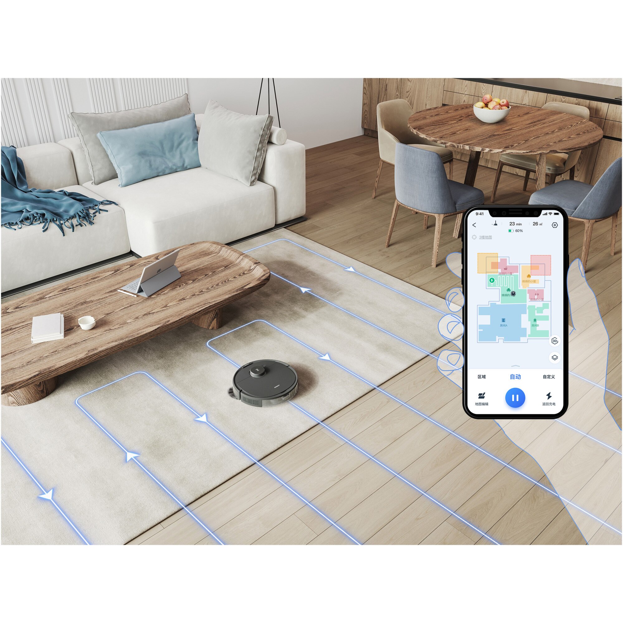Robot de aspirare DEEBOT N8 Ecovacs, True Mapping 1.0, putere de ...