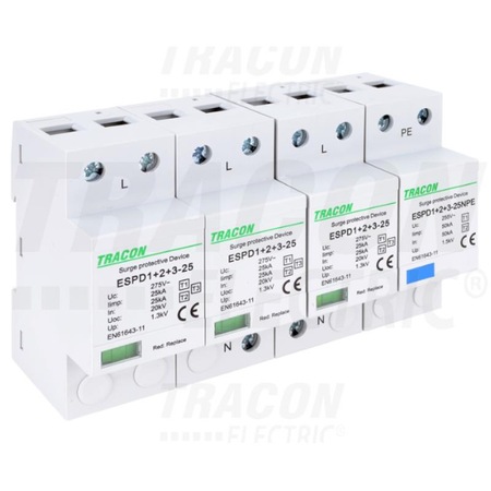 Descarcator T1+T2+T3 AC carcasa solida ESPD1+2+3-25-3+1P Tracon ...