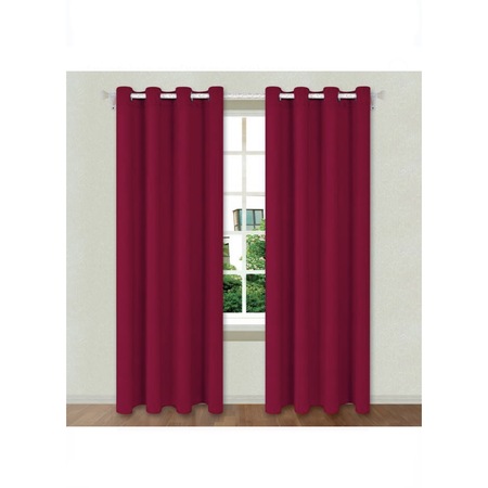 Set 2 draperii opace, sistem de prindere cu inele, burgundy, 140x260 cm ...