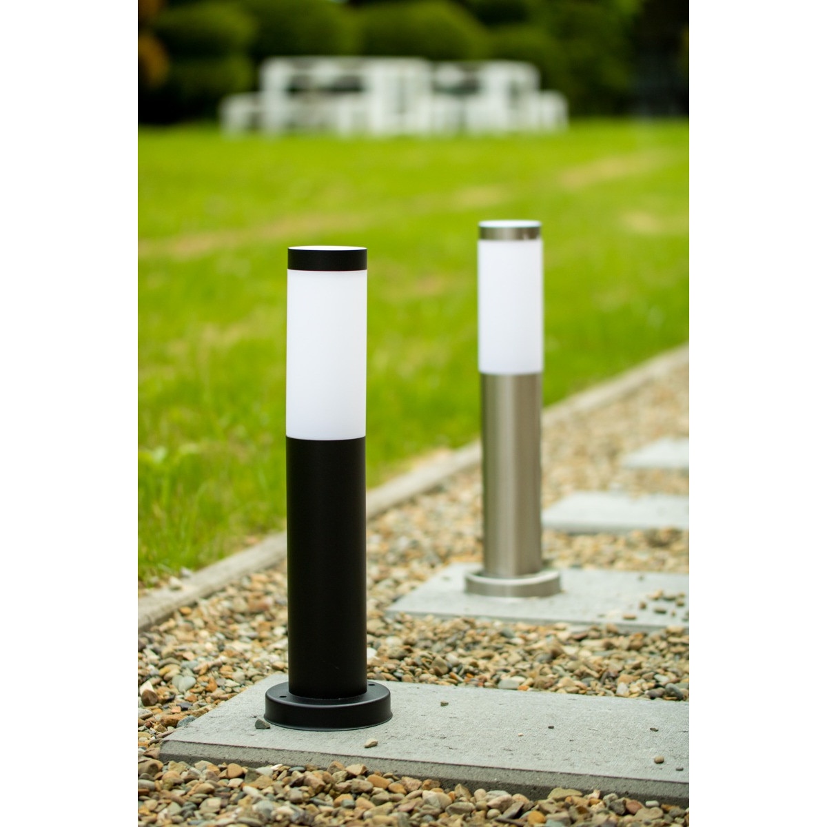 Lampa Stalp de exterior pentru gradina, LILIUM, E27, 45cm, Negru ...