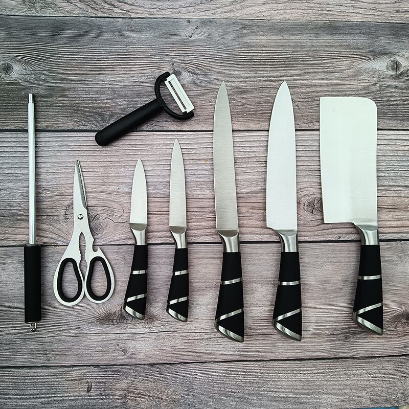 Set de cutite bucatar 9 piese din otel inoxidabil pentru feliere, taiat ...