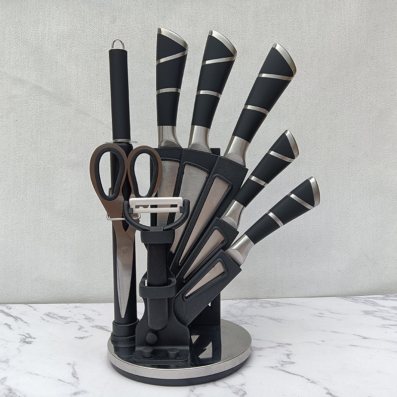 Set de cutite bucatar 9 piese din otel inoxidabil pentru feliere, taiat ...