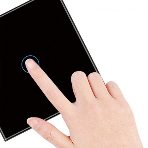 Intrerupator touch iUni 1F, Sticla Securizata, LED, Black - eMAG.ro