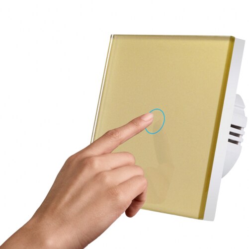 Intrerupator touch iUni 1F, Sticla Securizata, LED, Gold - eMAG.ro