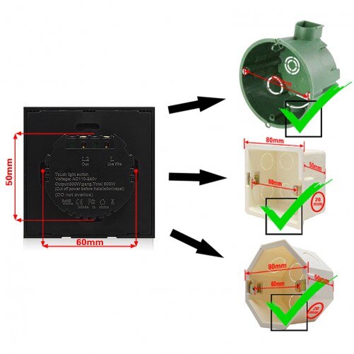 Intrerupator touch iUni 2F, Sticla Securizata, LED, Black - eMAG.ro