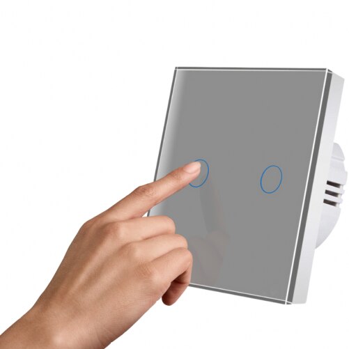 Intrerupator touch iUni 2F, Sticla Securizata, LED, Silver - eMAG.ro