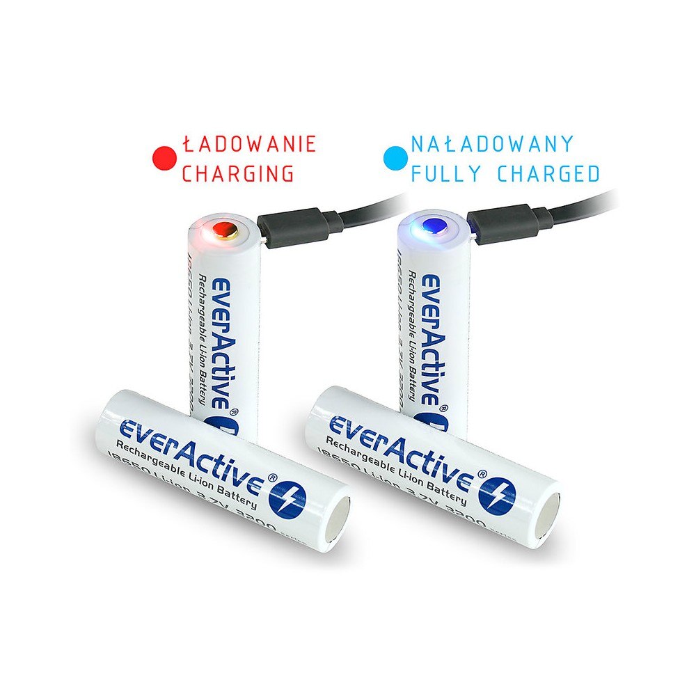 Baterie micro usb everactive 18650 3,7 v li-ion 3200 mah cu protectie ...