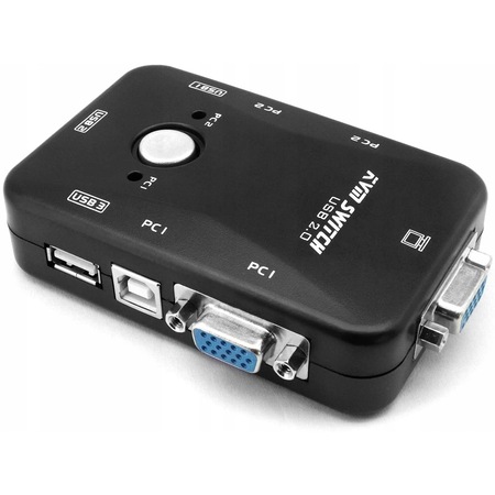 Switch KVM VGA 2x1, PAWONIK, 3xUSB, HUB BOX, negru - eMAG.ro