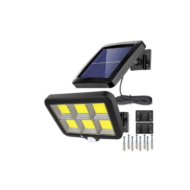 Set 2 lampi solare cu panou solar Dalys®, 6 COB, putere 250 W, cu ...
