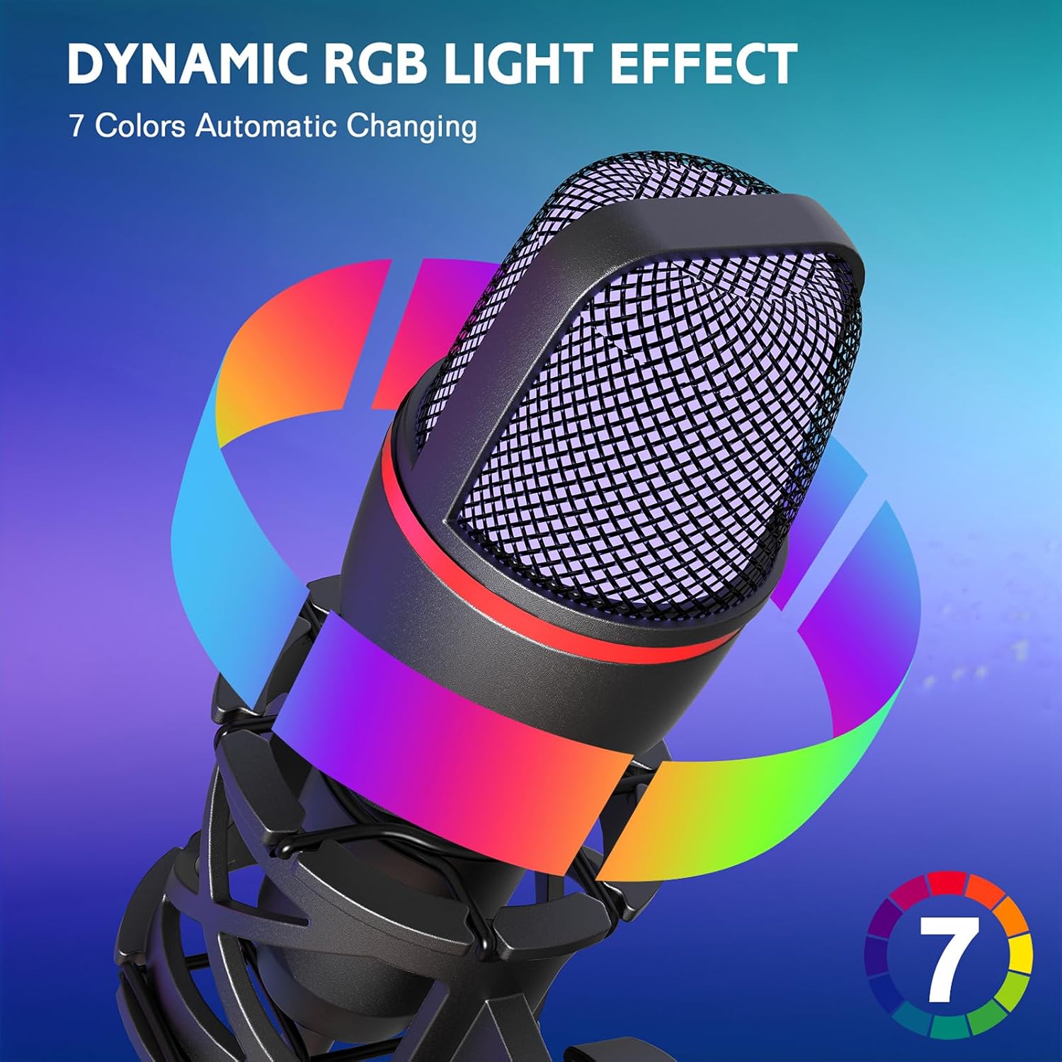 Microfon Gaming, pentru Streaming, BYONDSELF®, iluminare RGB, Sistem ...