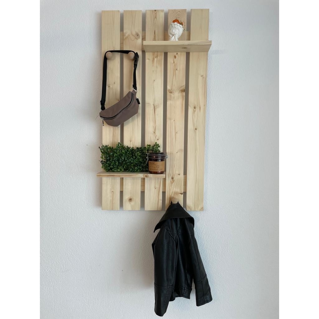 Cuier din lemn masiv de pin 100 x 52 cm, 3 agatatori - eMAG.ro