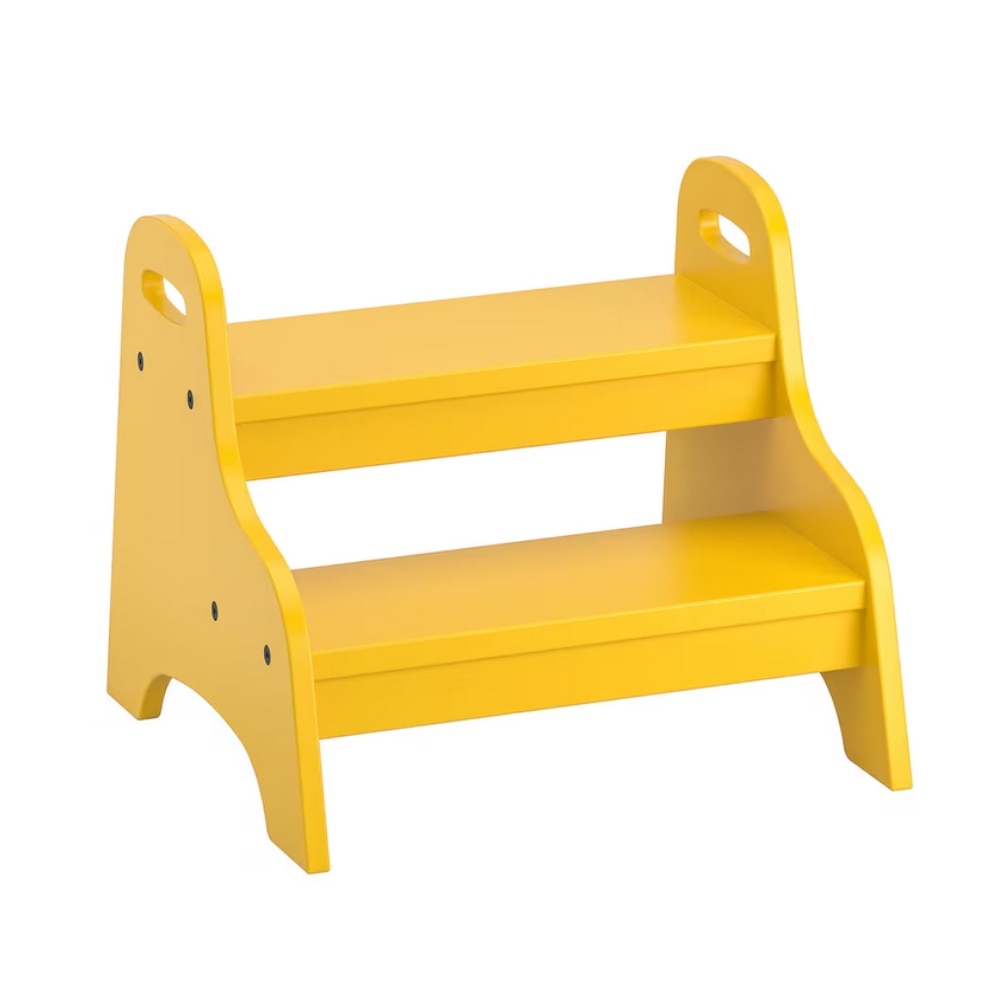 Scaun inaltator din lemn MDF, 2 trepte, inaltime 33 cm, galben - eMAG.ro