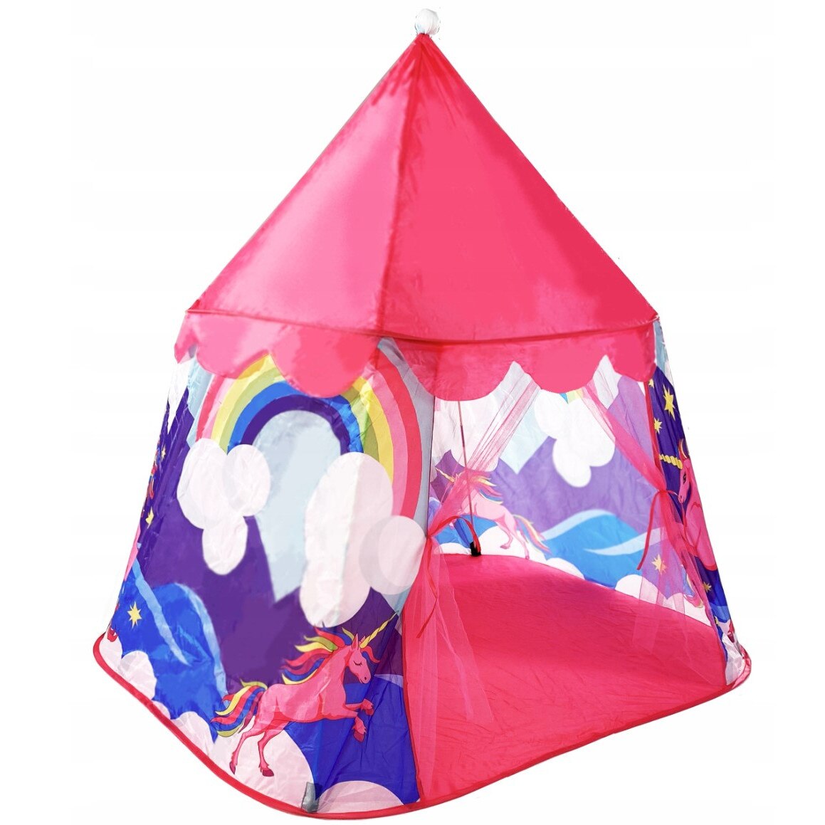 Cort de joaca pentru copii, Zola®, curcubeu si unicorni, 135 x 125 x ...