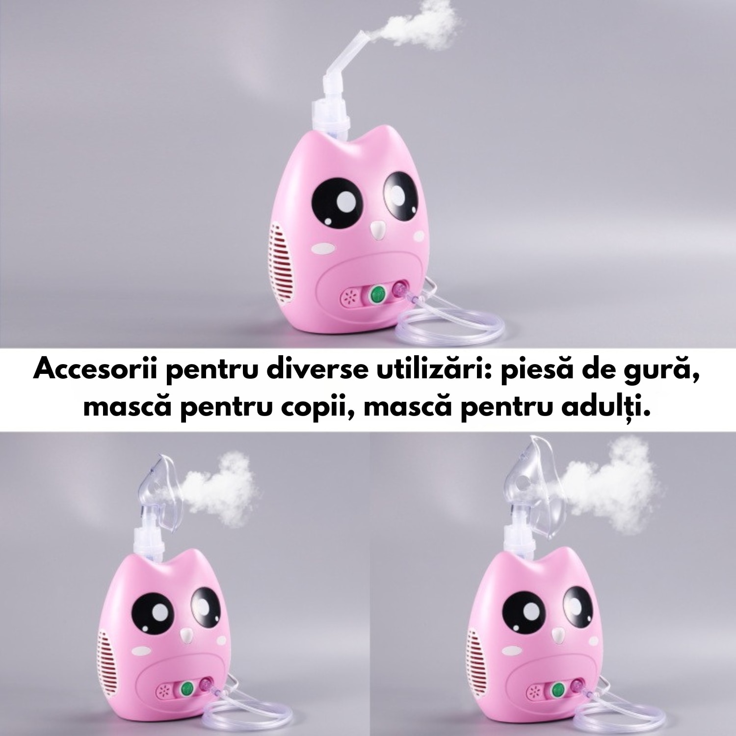 Aparat aerosoli inhalator Pink Owl, nebulizator cu compresor, 0.2ml/min ...