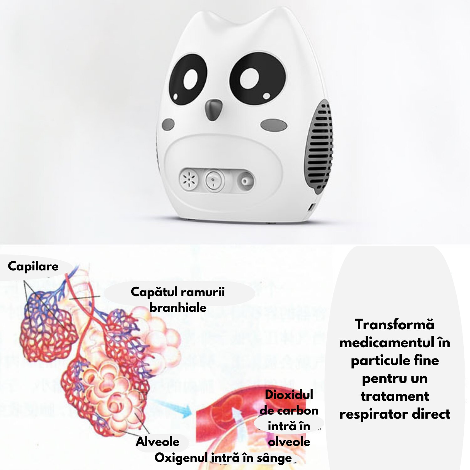 Aparat aerosoli inhalator White Owl, nebulizator cu compresor, 0.2ml ...