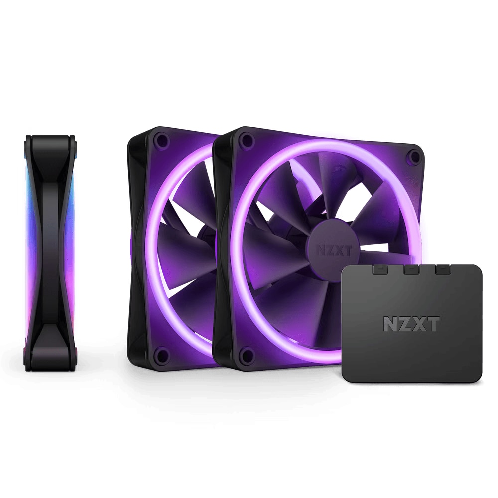 Kit ventilatoare NZXT F120 RGB Duo Black, 3 bucati + Controler RGB ...