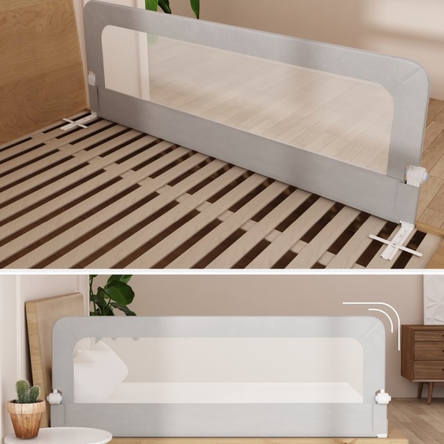 Bariera protectie pat copii, Empria, rabatabila, H 70 - 83 cm, 150 cm ...