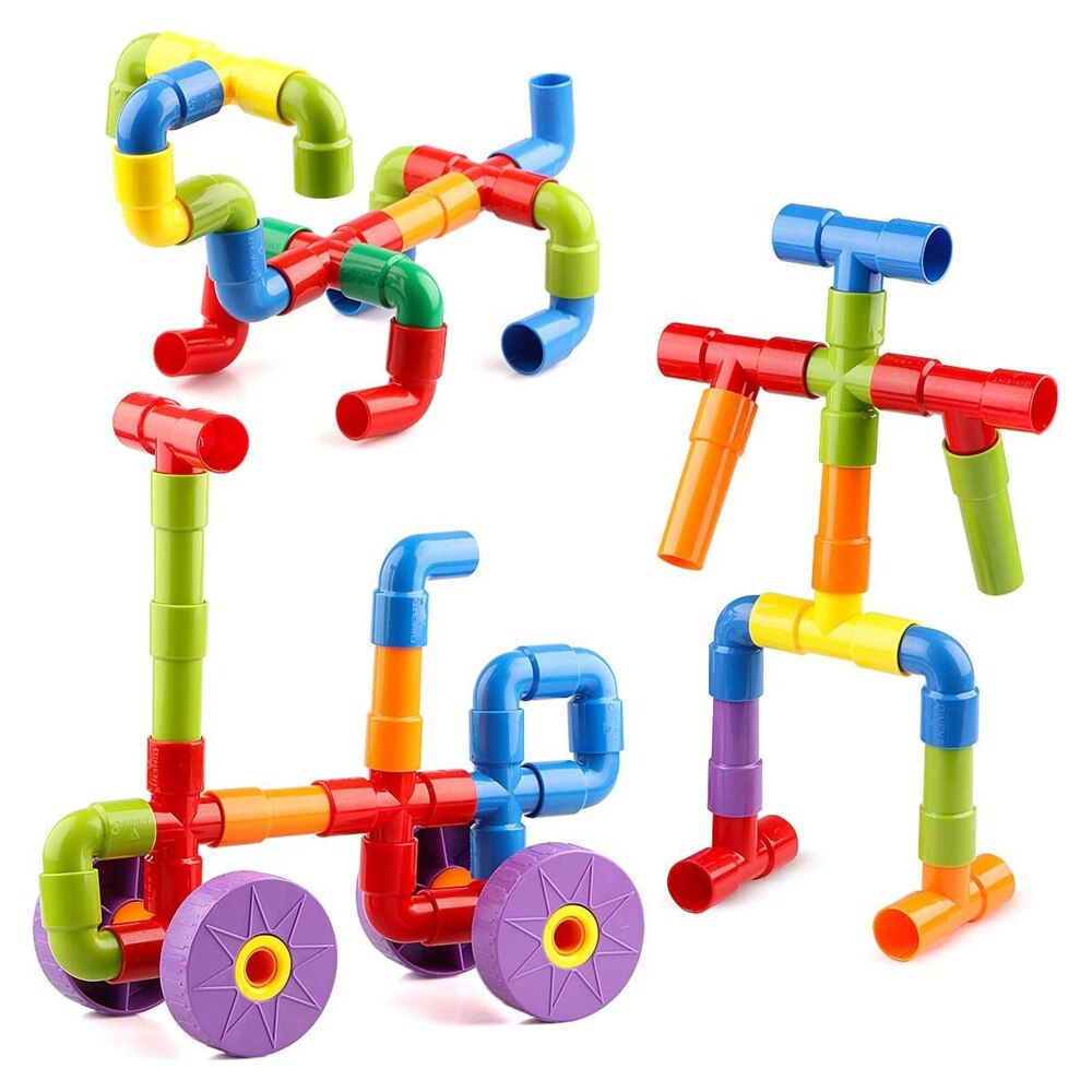 Joc STEM constructie tuburi RCO, 120piese, ABS Water Pipes, 3-8 ani ...