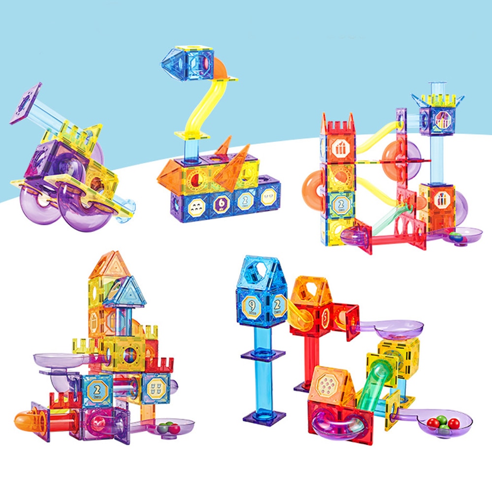 Set STEM constructii magnetice cu circuit, conducte si bile, Magnetic ...