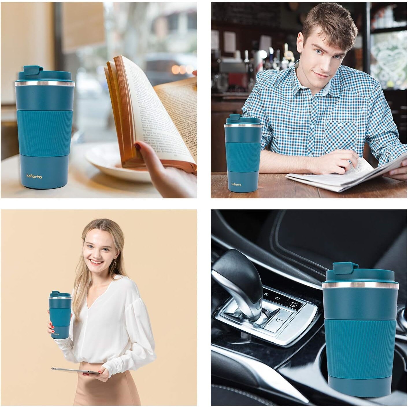 Cana termica de cafea, idepet®, din inox, cu pereti dubli si capac, 510 ...