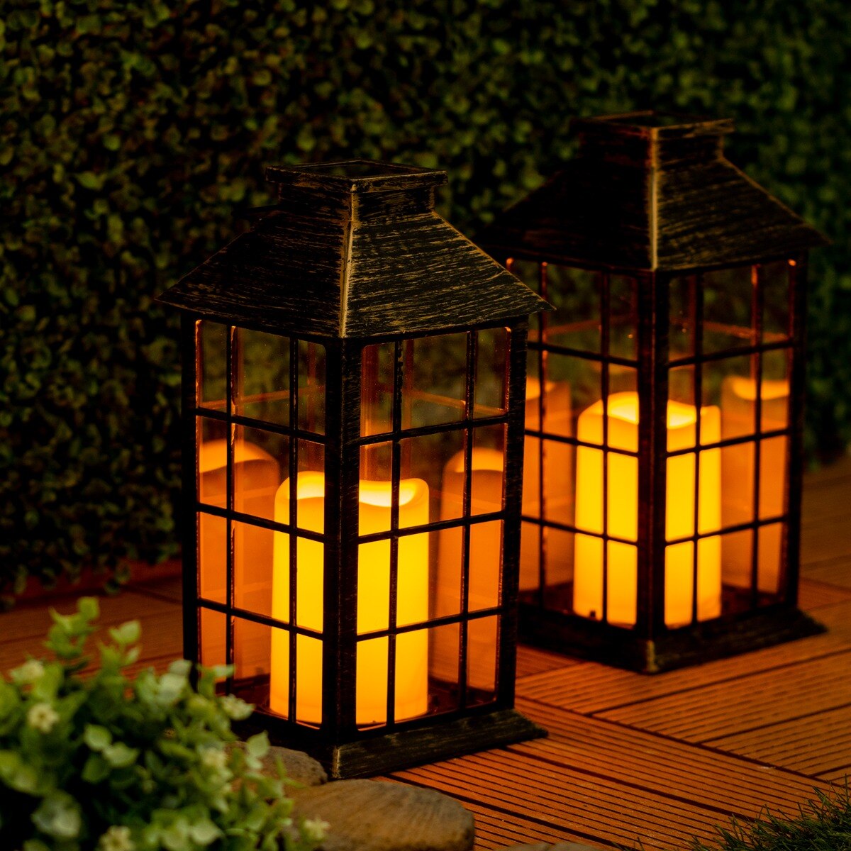Set 4x Lampa Gradina Solara LED LIRIO effet flacara, lanterna ...