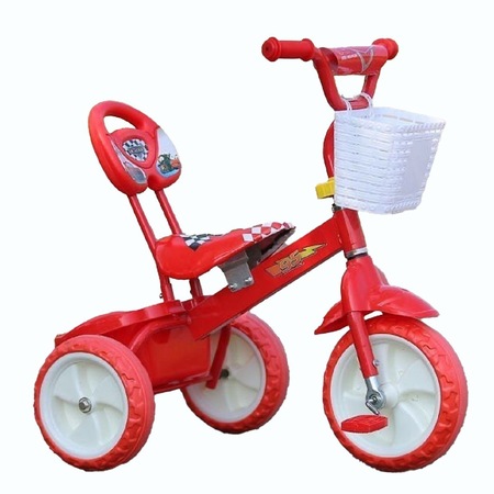 Tricicleta cu pedale pentru copii si 3 roti, cosulet, Rosie - eMAG.ro