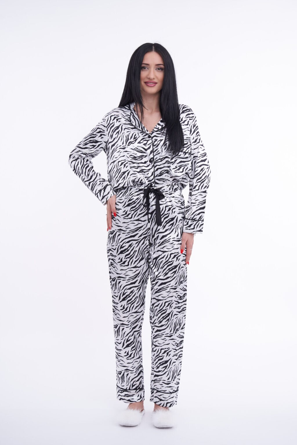 Pijama Animal Print din Satin de Matase L - eMAG.ro