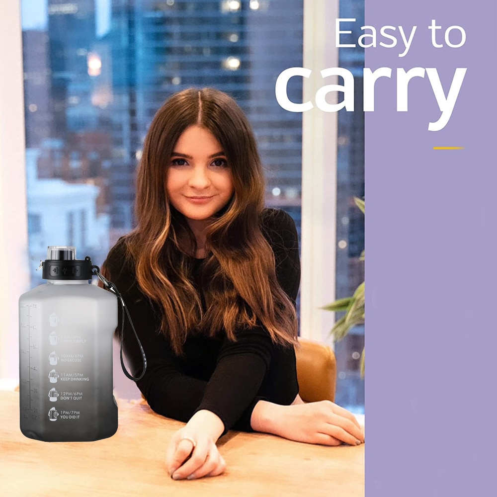 Bidon pentru apa, Policarbonat, 2200ml, Negru - eMAG.ro