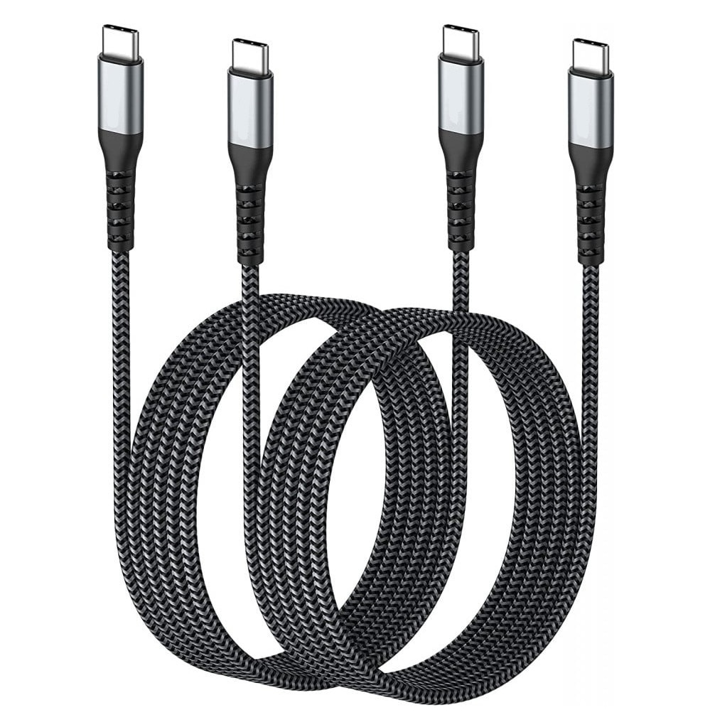 Set de 2 cabluri USB tip C 2.0 Sunguy, 60 W, 20V/ 3A, negru/gri, 2 m ...