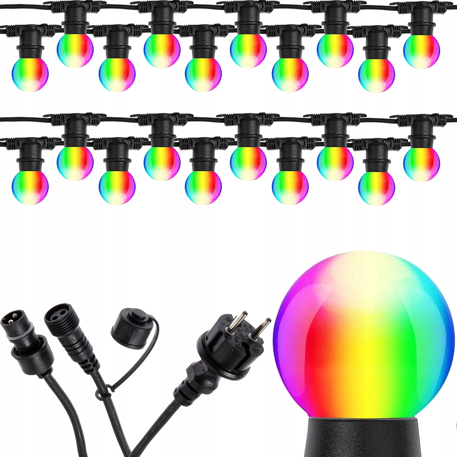 Ghirlanda lumini exterioare, Spectrum, 10m, 20xE27, LED, 1W, Negru ...