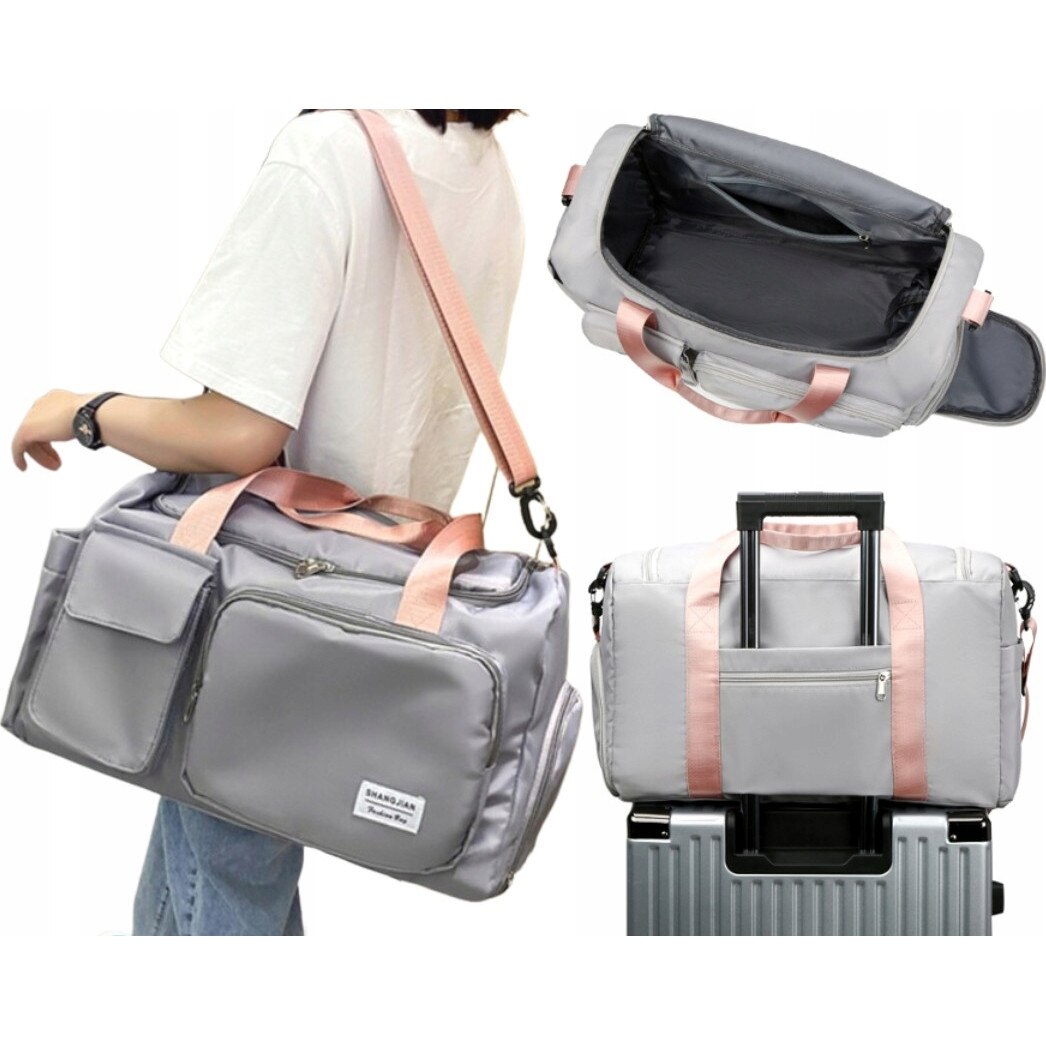 Geanta de avion, Edibazzar, Textil, Roz/Gri - eMAG.ro