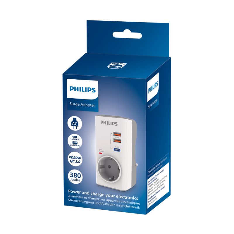 Priza, Philips, 3680W, 380J, Alb - eMAG.ro