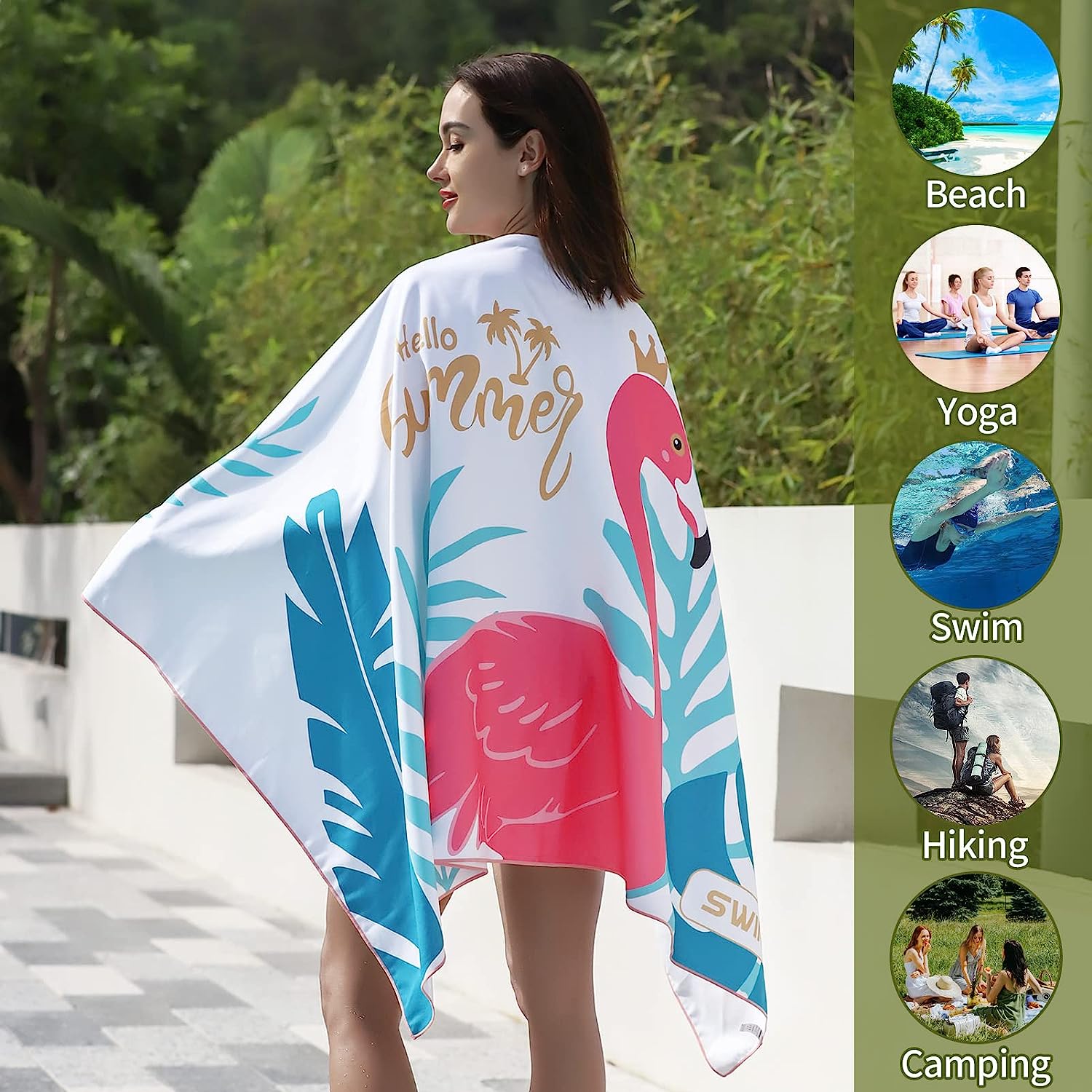 Prosop de plaja din microfibra, super absorbant, uscare rapida ...