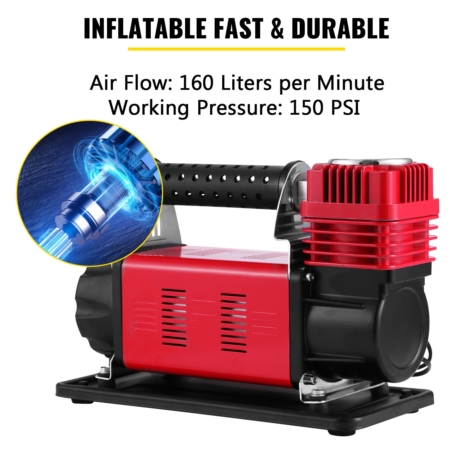 Compresor de Aer Portabil pentru Anvelope - 160L/M 150 PSI Inflatie ...