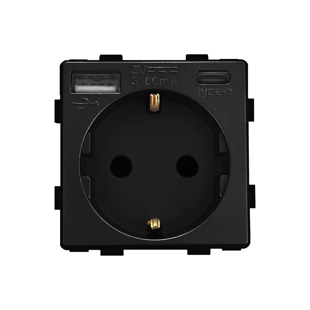 Modul Priza Simpla + USB-A + USB-C LUXION, Negru - eMAG.ro