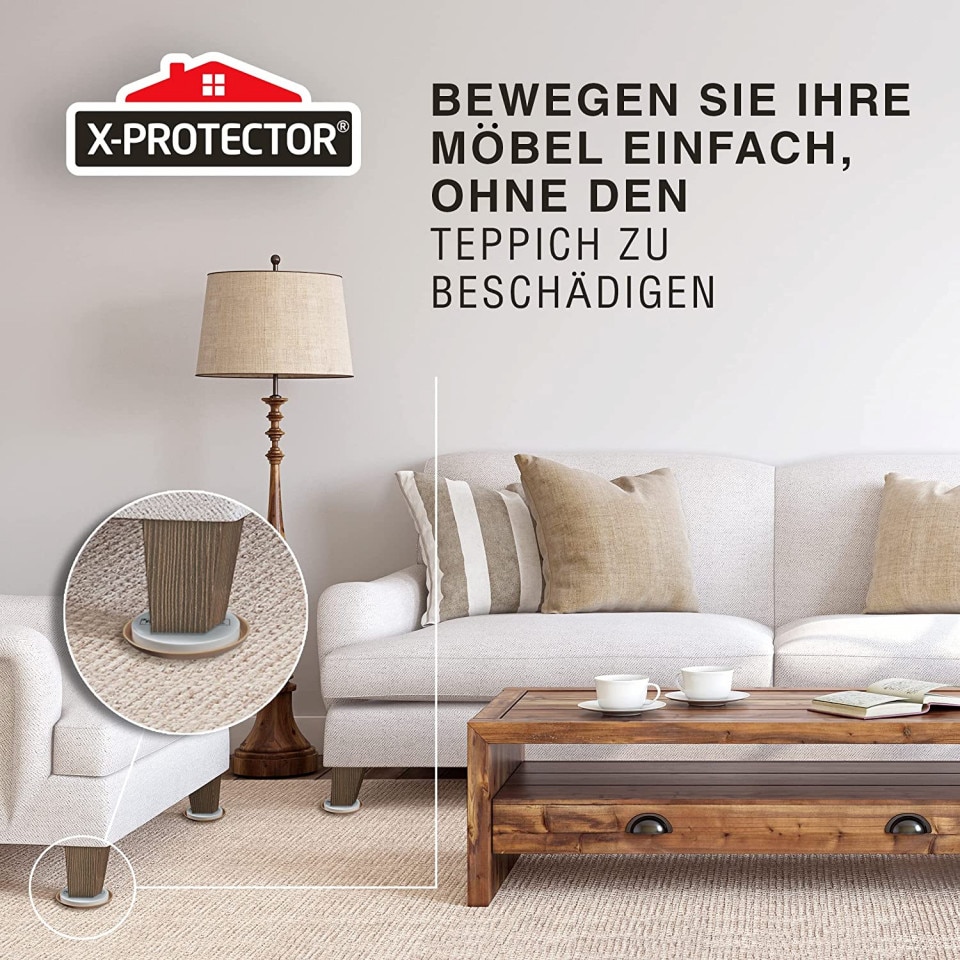 Set de 16 planoare pentru mobilier greu X-Protector, plastic, maro, 9 ...