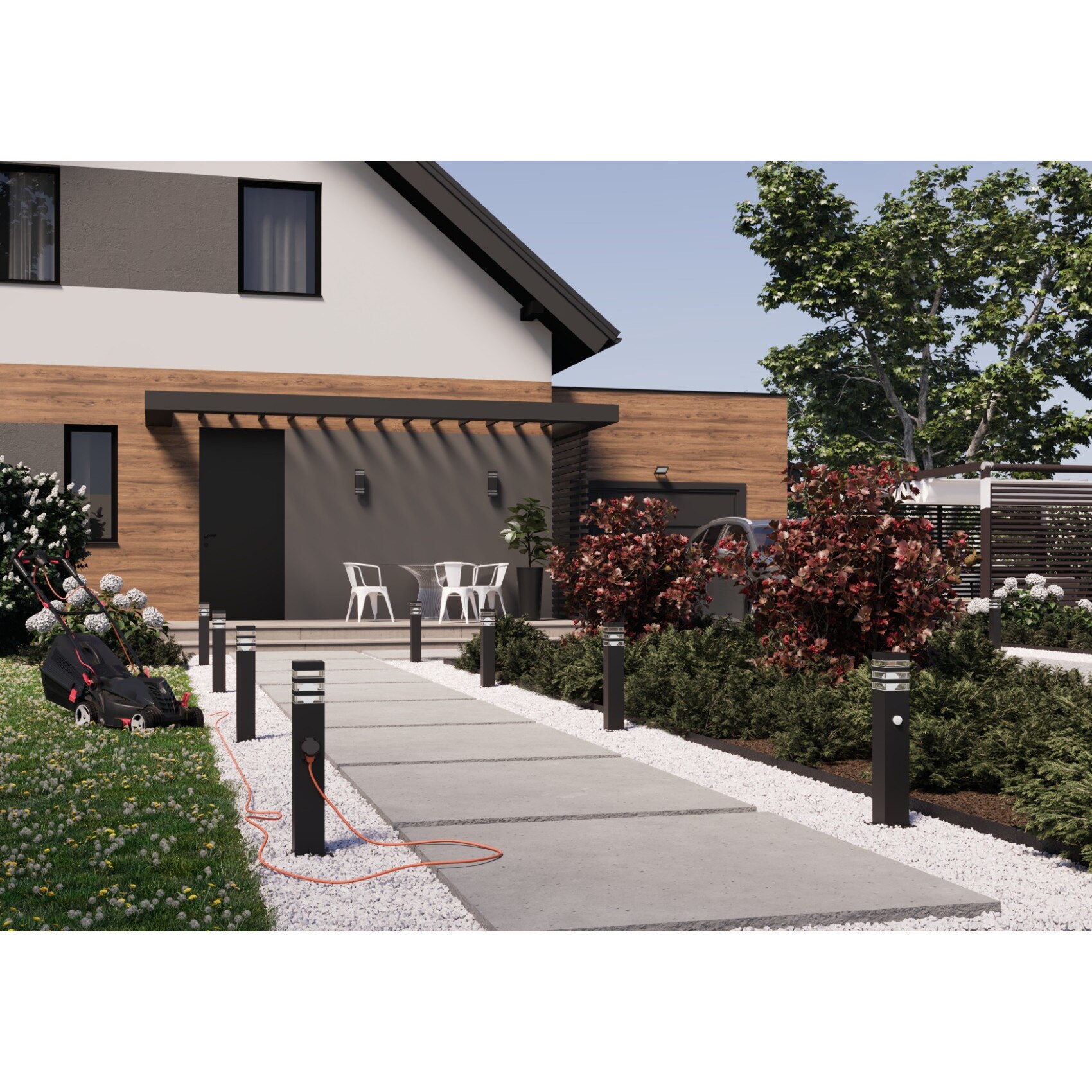 Stalp de exterior pentru gradina, TAXUS, E27, 60 cm, Priza de retea ...