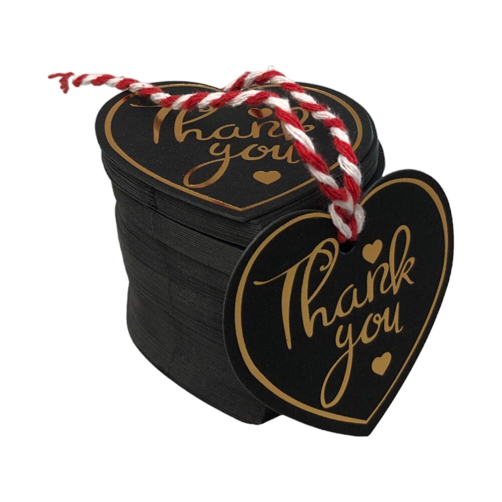 Set 100 Buc Etichete din hartie in forma de inima Thank you, Createur ...